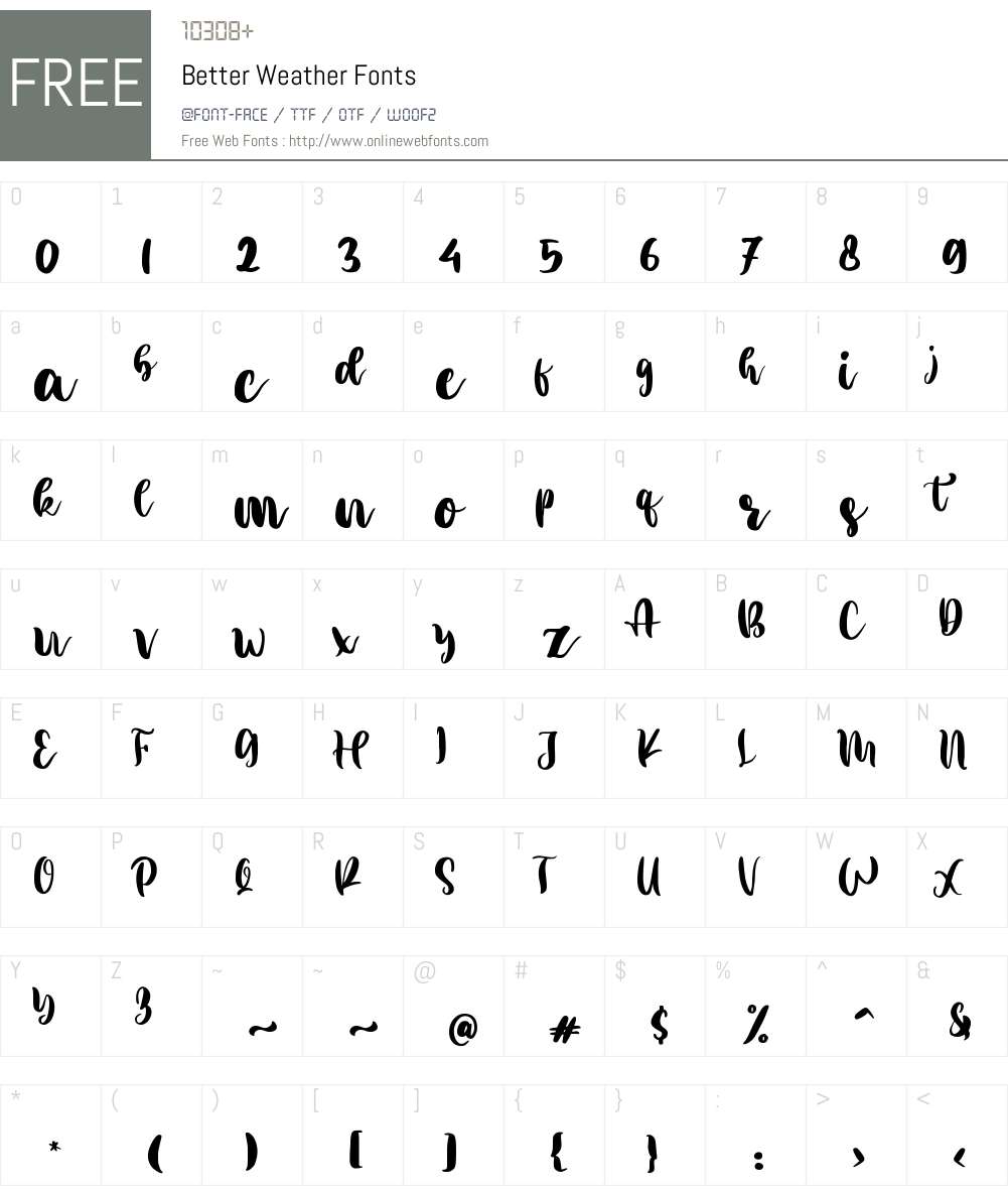 Better Weather 1.00;July 27, 2020;FontCreator 12.0.0.2567 64-bit Fonts ...