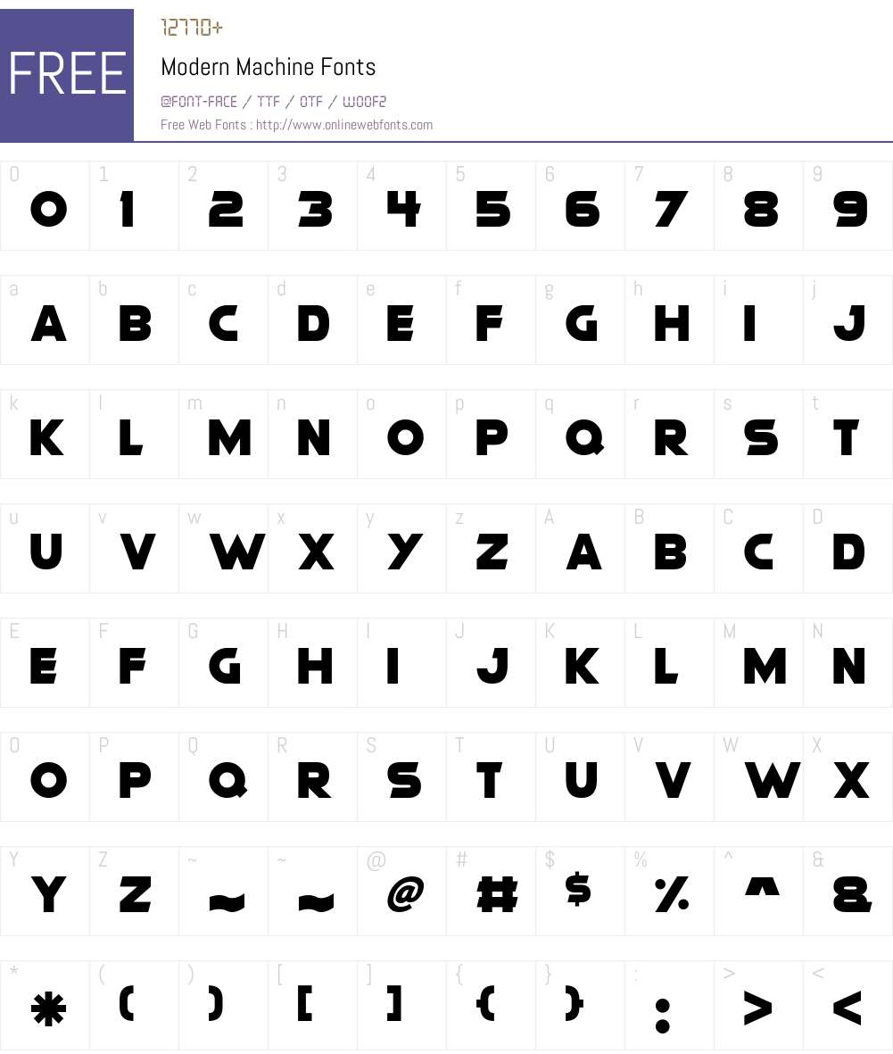 Modern Machine 1.20;November 10, 2019;FontCreator 12.0.0.2547 64-bit ...