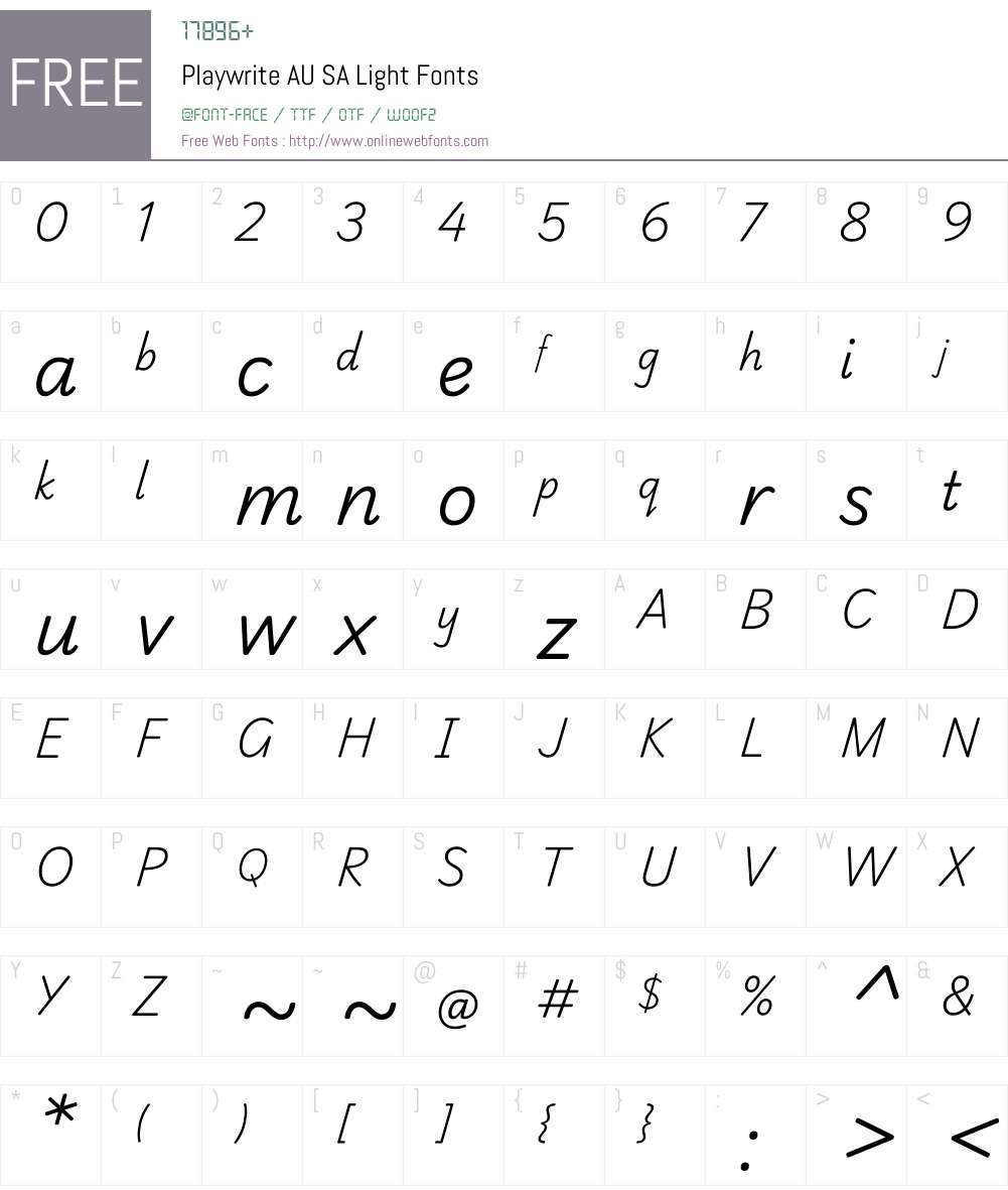 Playwrite AU SA Light 1.002 Fonts Free Download - OnlineWebFonts.COM