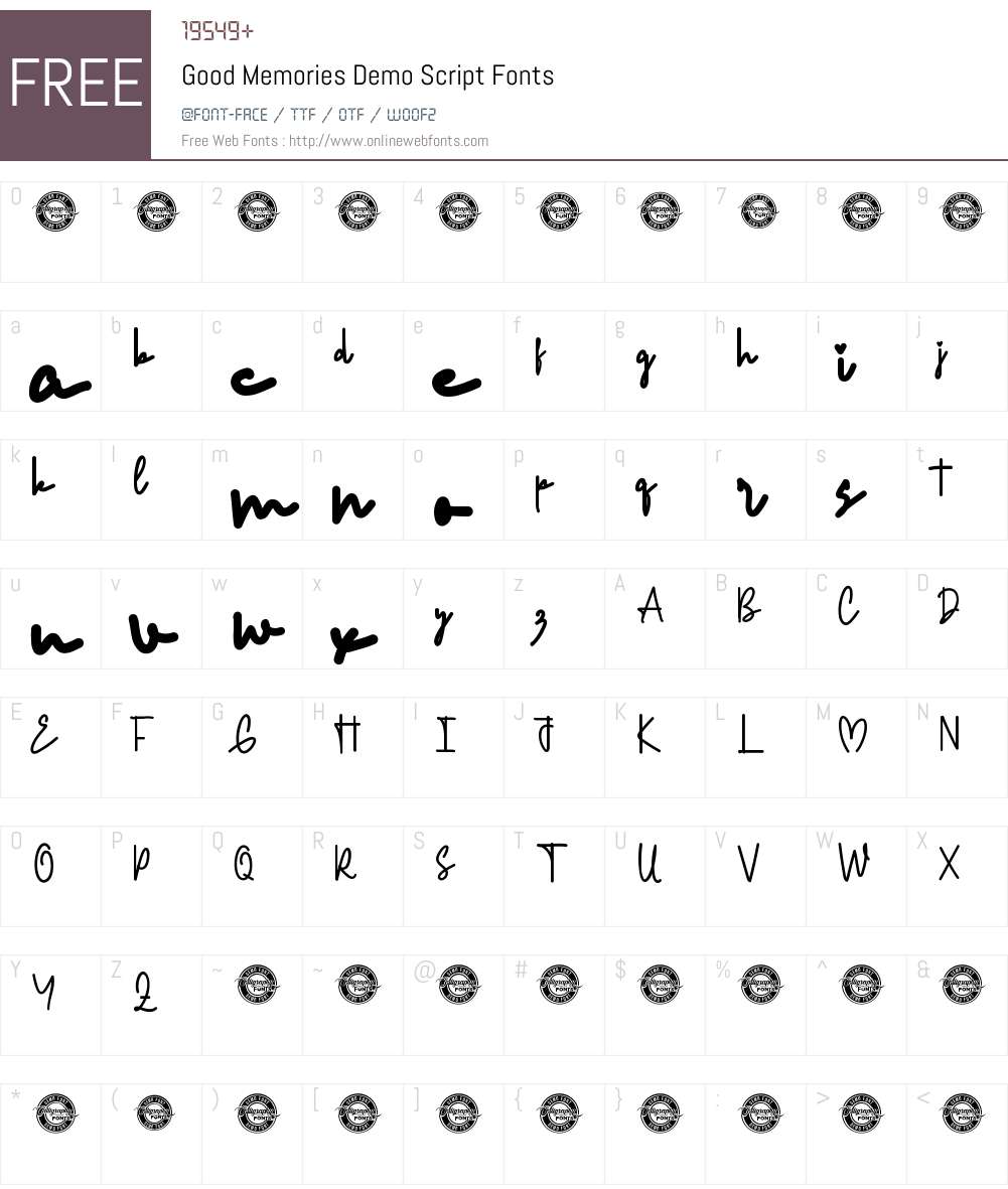 Good Memories Demo Script 1.001;Fontself Maker 3.5.7 Fonts Free ...