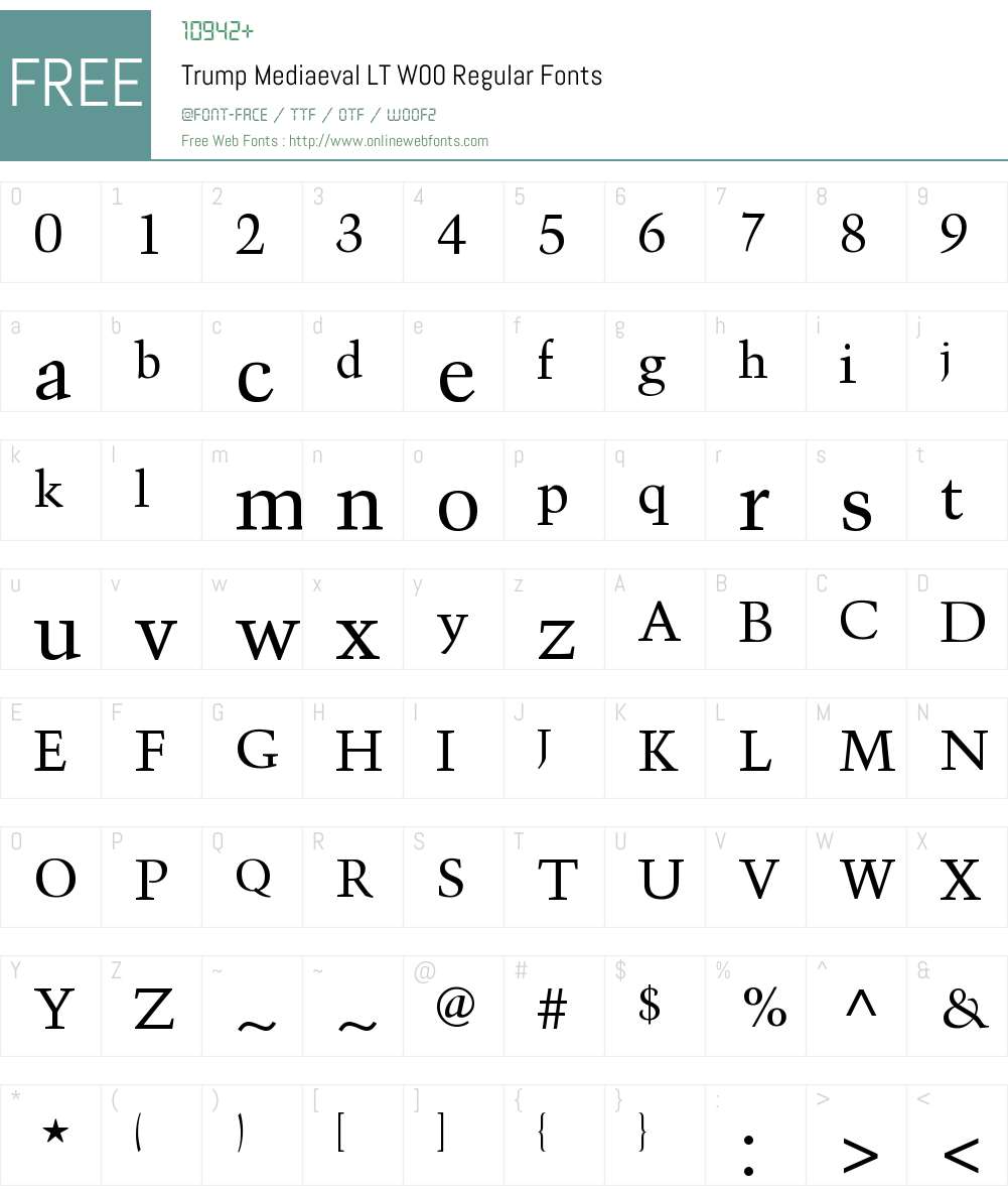 Trump Mediaeval LT W00 Regular 1.00 Fonts Free Download ...