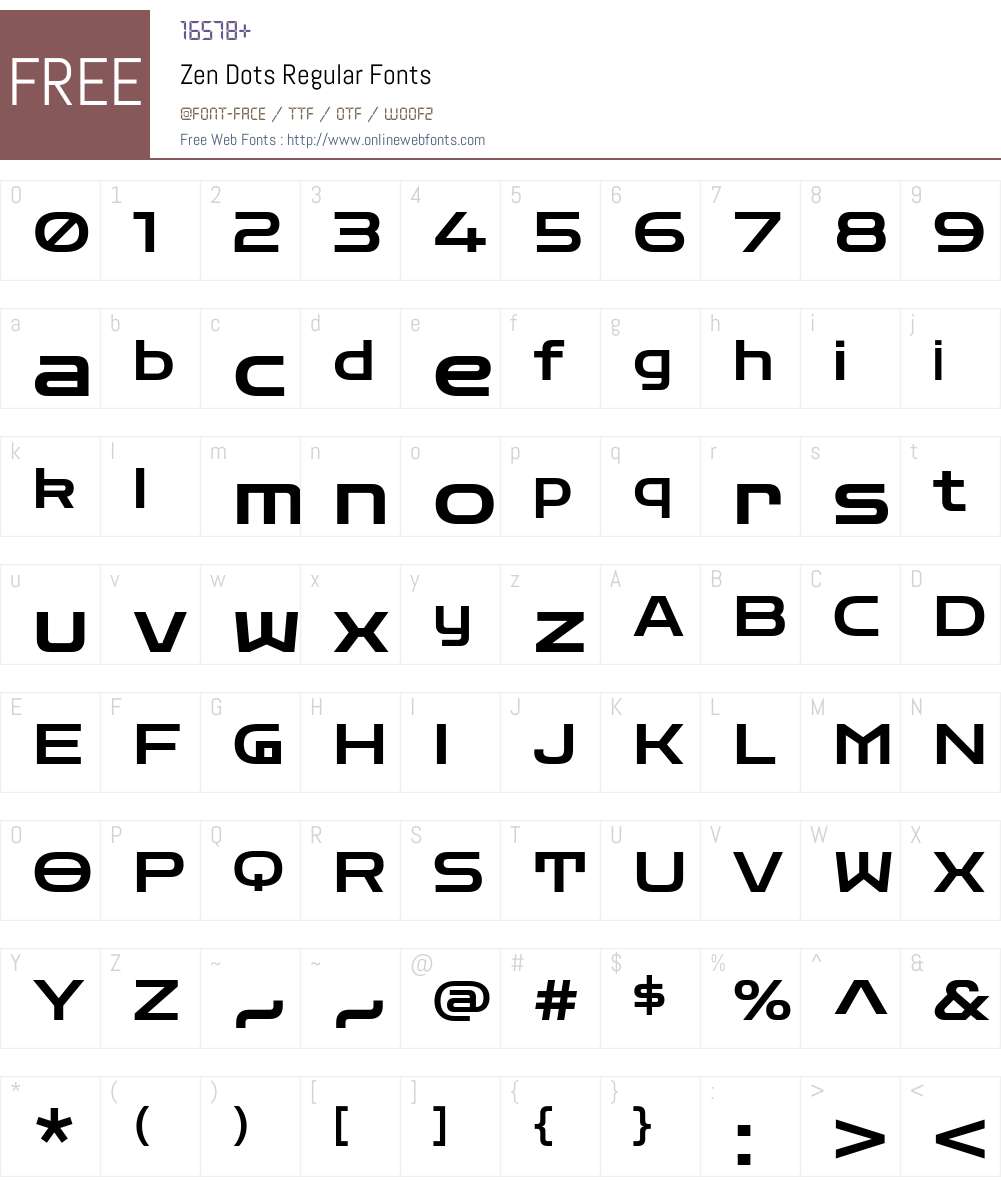 Zen Dots 1.000; ttfautohint (v1.8.3) Fonts Free Download - OnlineWebFonts.COM
