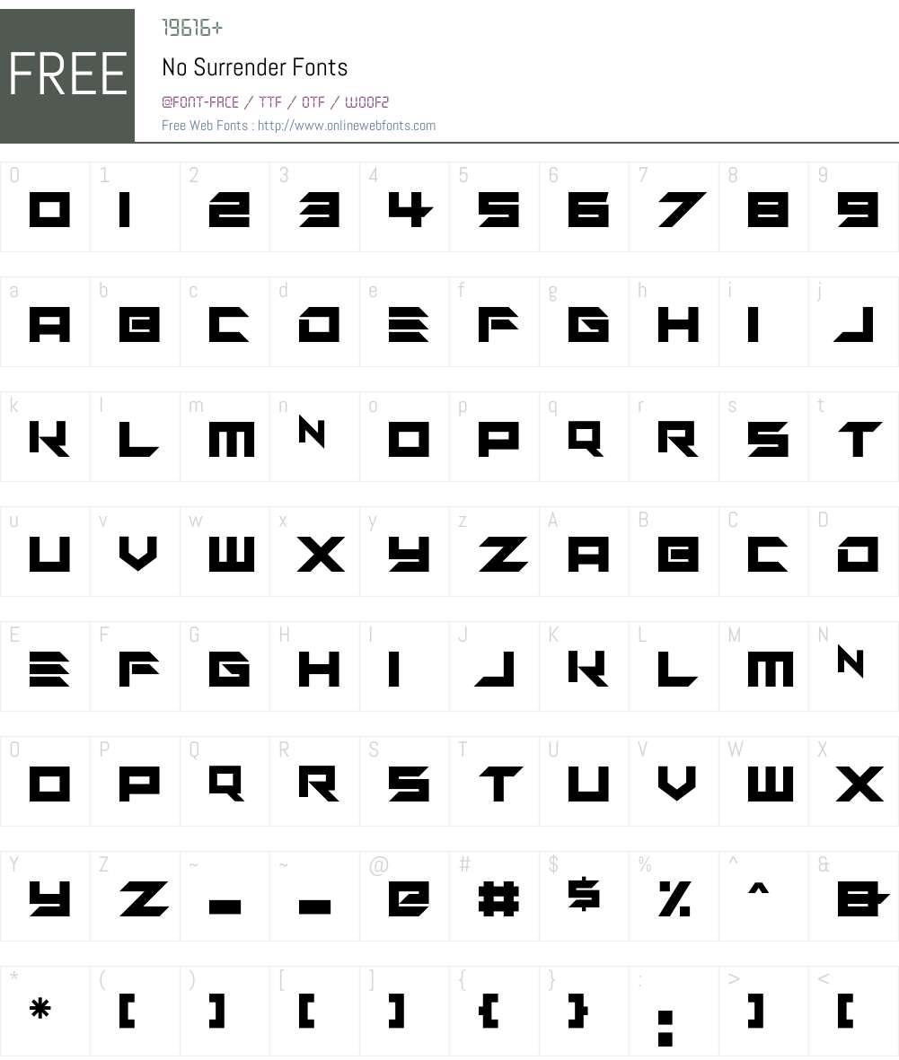 No Surrender 1.00;August 12, 2021;FontCreator 12.0.0.2567 64-bit Fonts ...