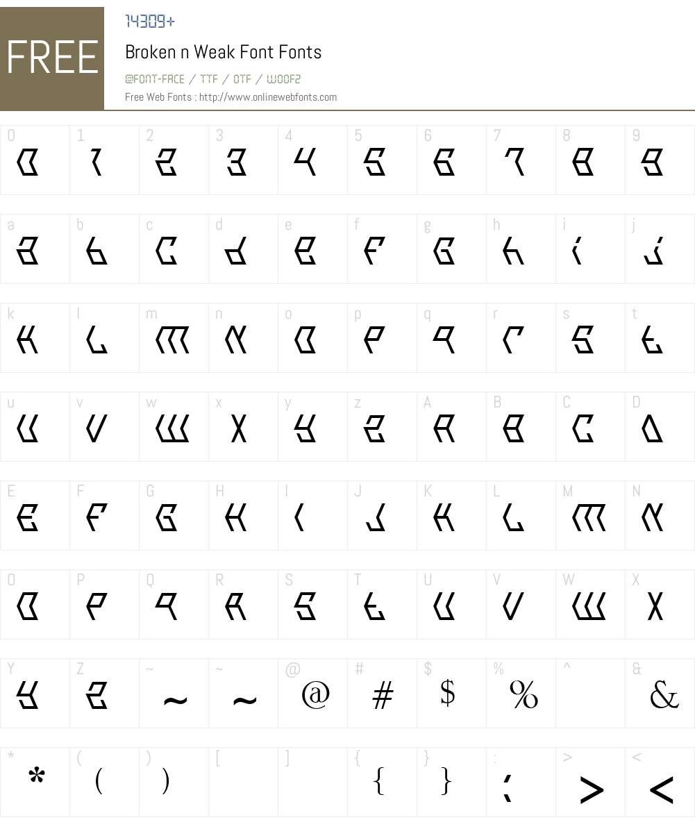 Broken n Weak Font 1.00 March 17, 2011, initial release Fonts Free ...