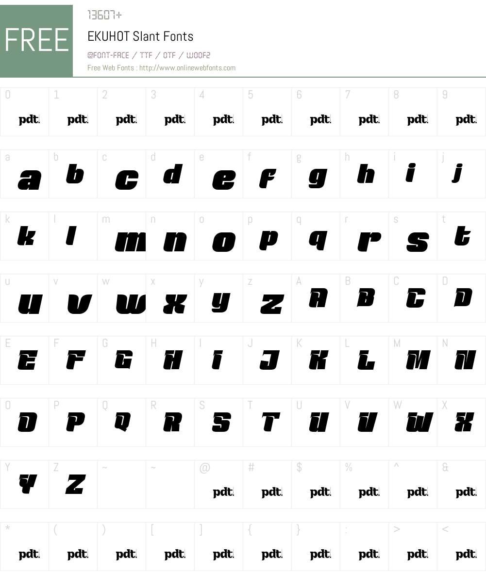 EKUHOT Slant 1.000 Fonts Free Download - OnlineWebFonts.COM
