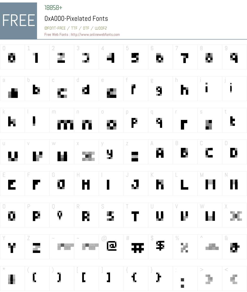 0xA000-Pixelated 0.1 Fonts Free Download - OnlineWebFonts.COM