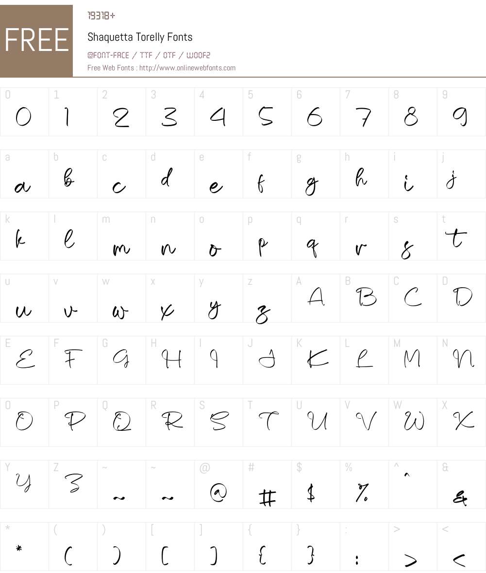 Shaquetta Torelly 1.00;May 3, 2023;FontCreator 13.0.0.2683 64-bit Fonts ...