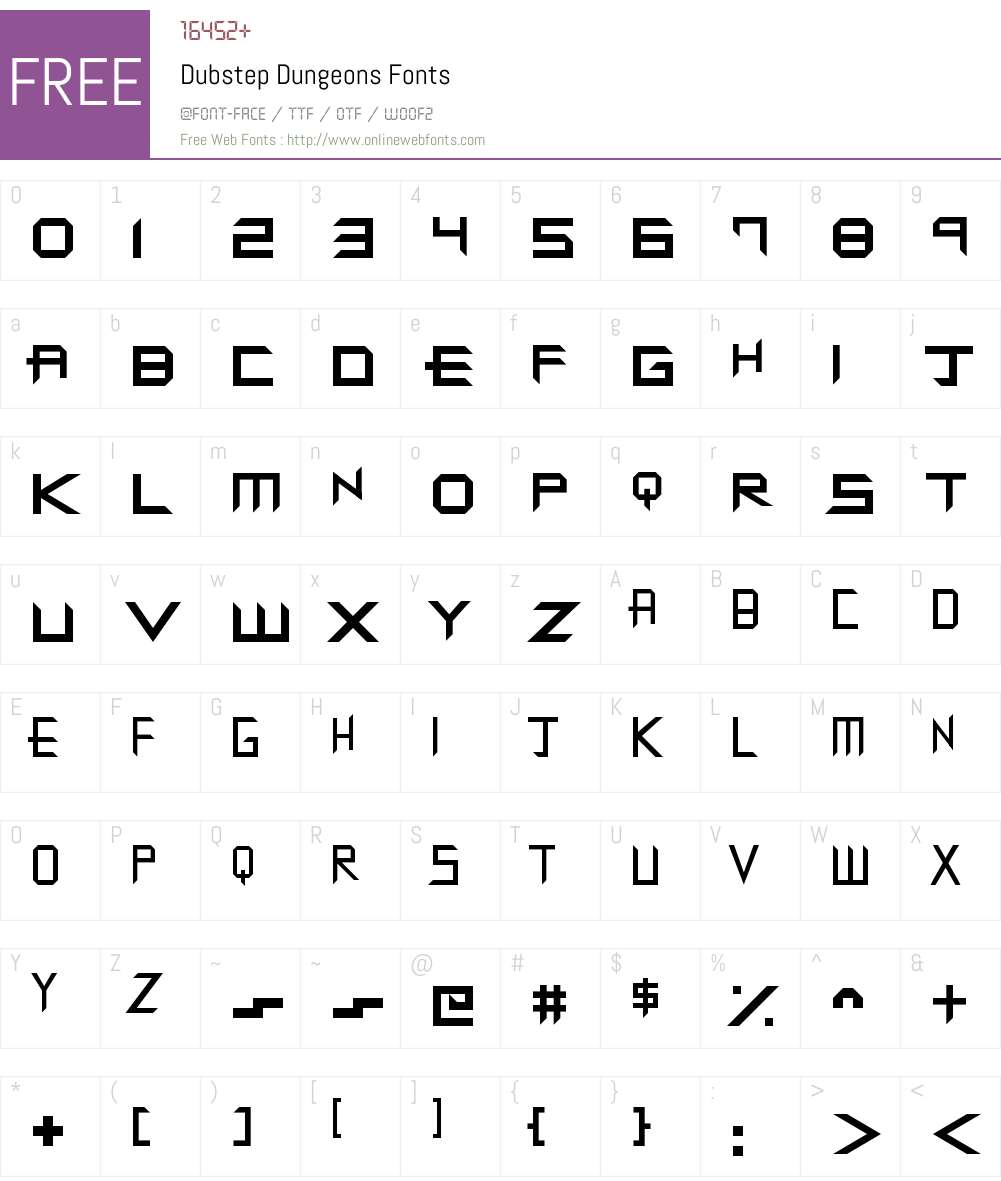 Dubstep Dungeons 1.00 April 16, 2014, initial release Fonts Free ...