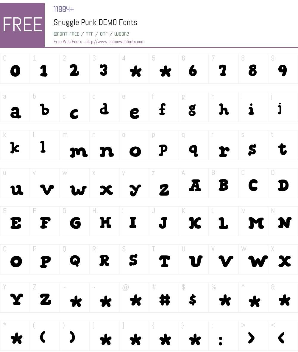Snuggle Punk DEMO 1.000 Fonts Free Download - OnlineWebFonts.COM