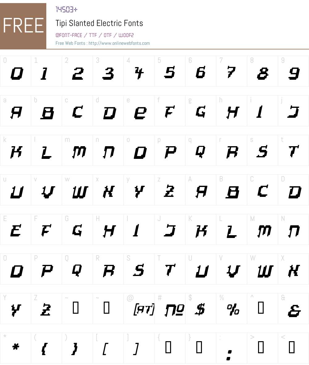 Tipi Slanted Electric 1.00 2017 Fonts Free Download - OnlineWebFonts.COM