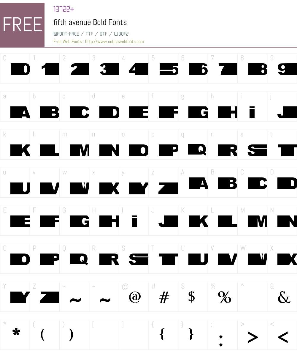 fifth avenue Bold 1.00 February 10, 2014, initial release Fonts Free ...