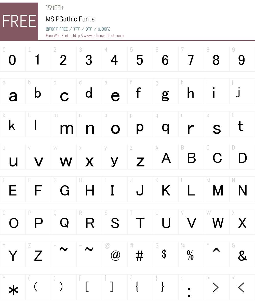 MS PGothic 5.11; ttfautohint (v1.6) Fonts Free Download ...