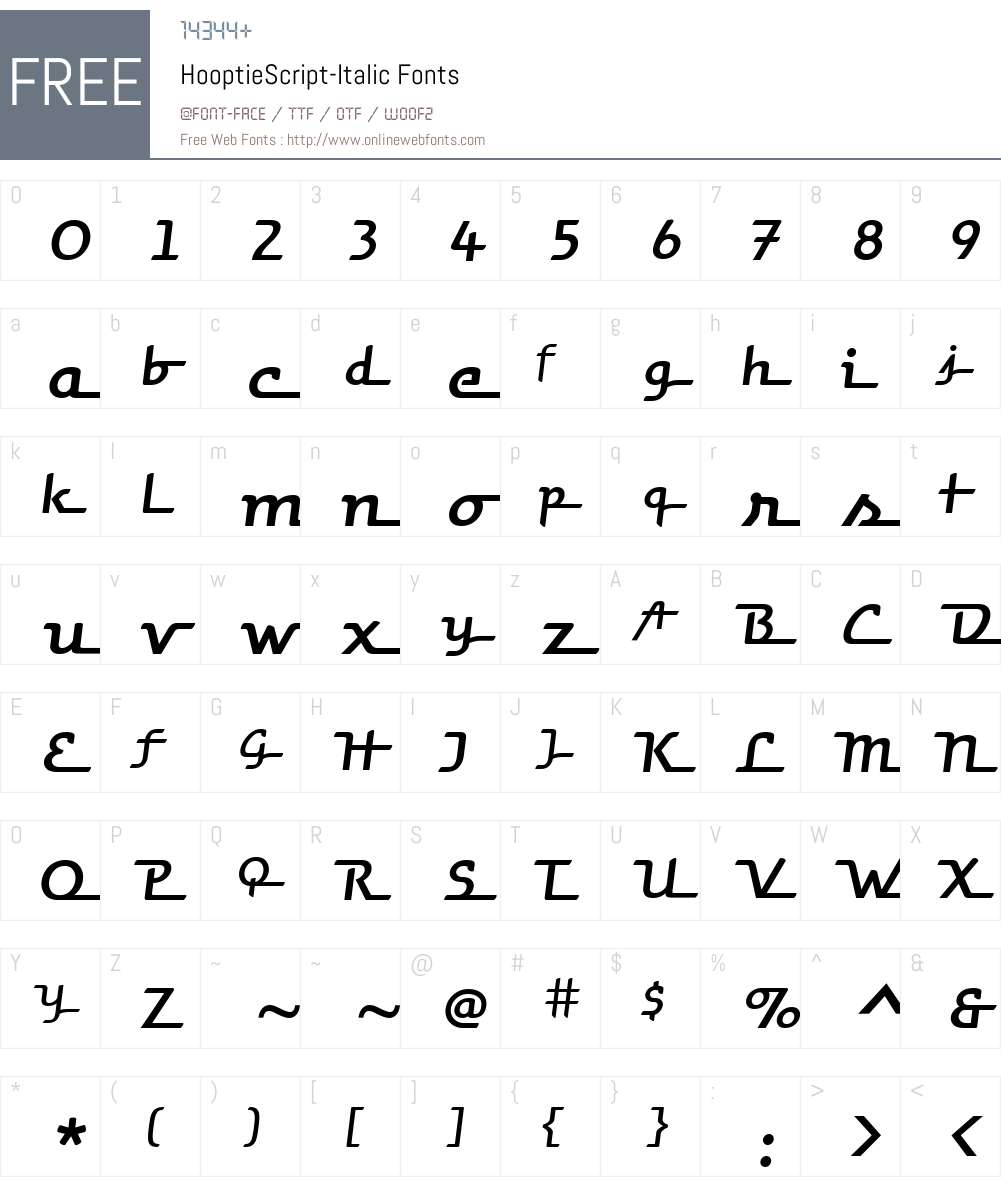 HooptieScript-Italic 1.000;PS 001.001;hotconv 1.0.56;com.myfonts.easy ...