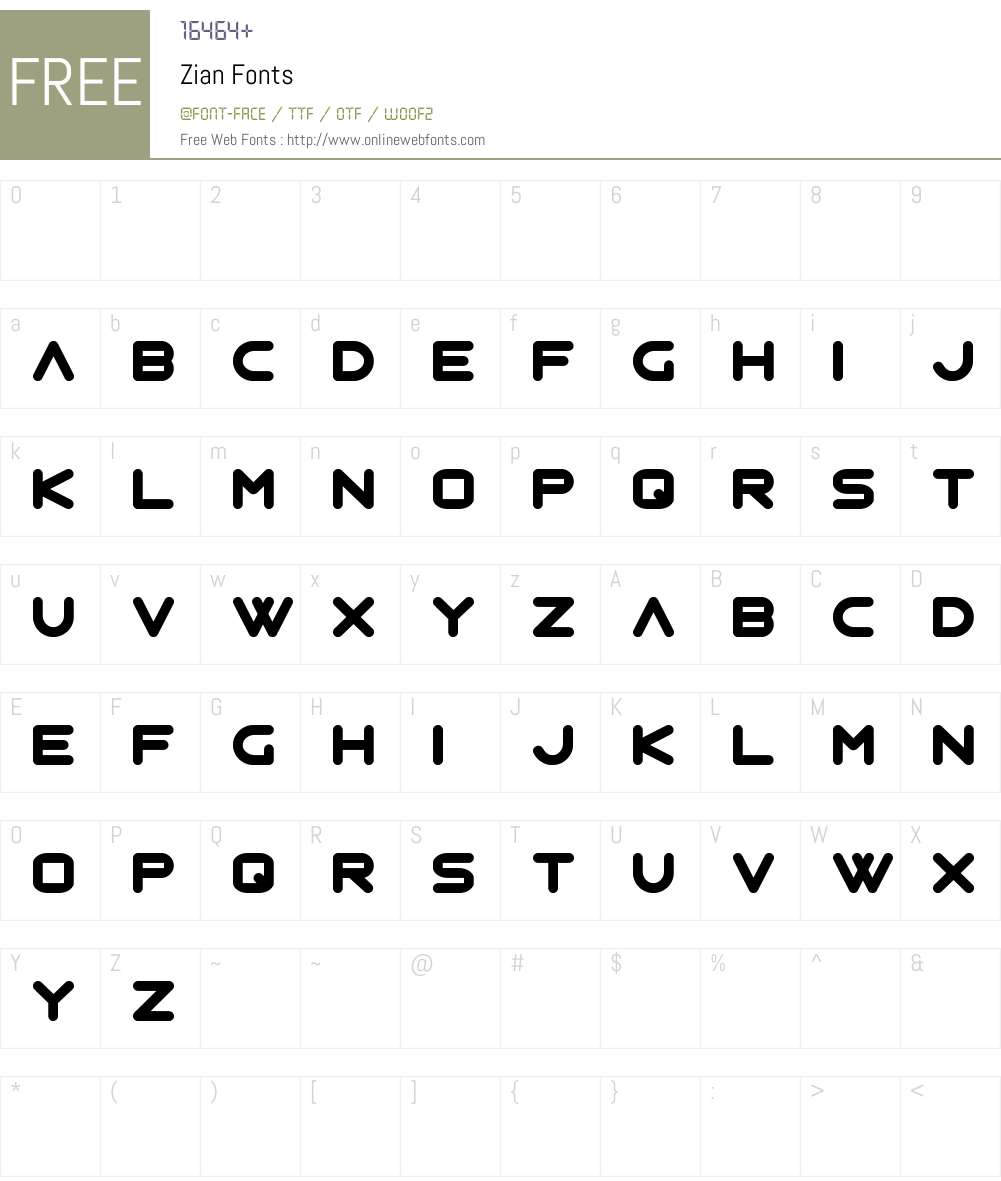 Zian V1 1.00 July 16, 2012, initial release Fonts Free Download ...