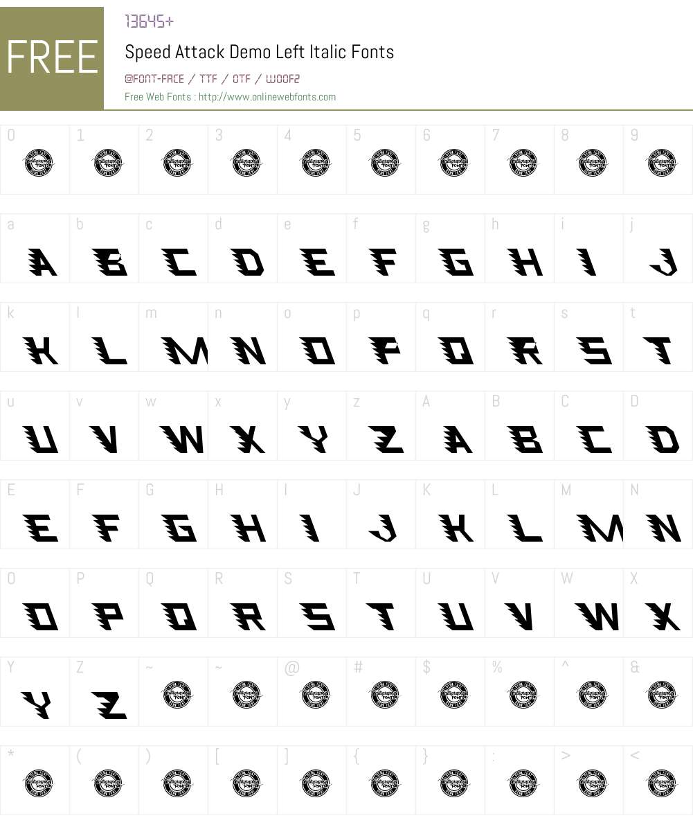 Speed Attack Demo Left Italic 1.002;Fontself Maker 3.5.4 Fonts Free Download - OnlineWebFonts.COM