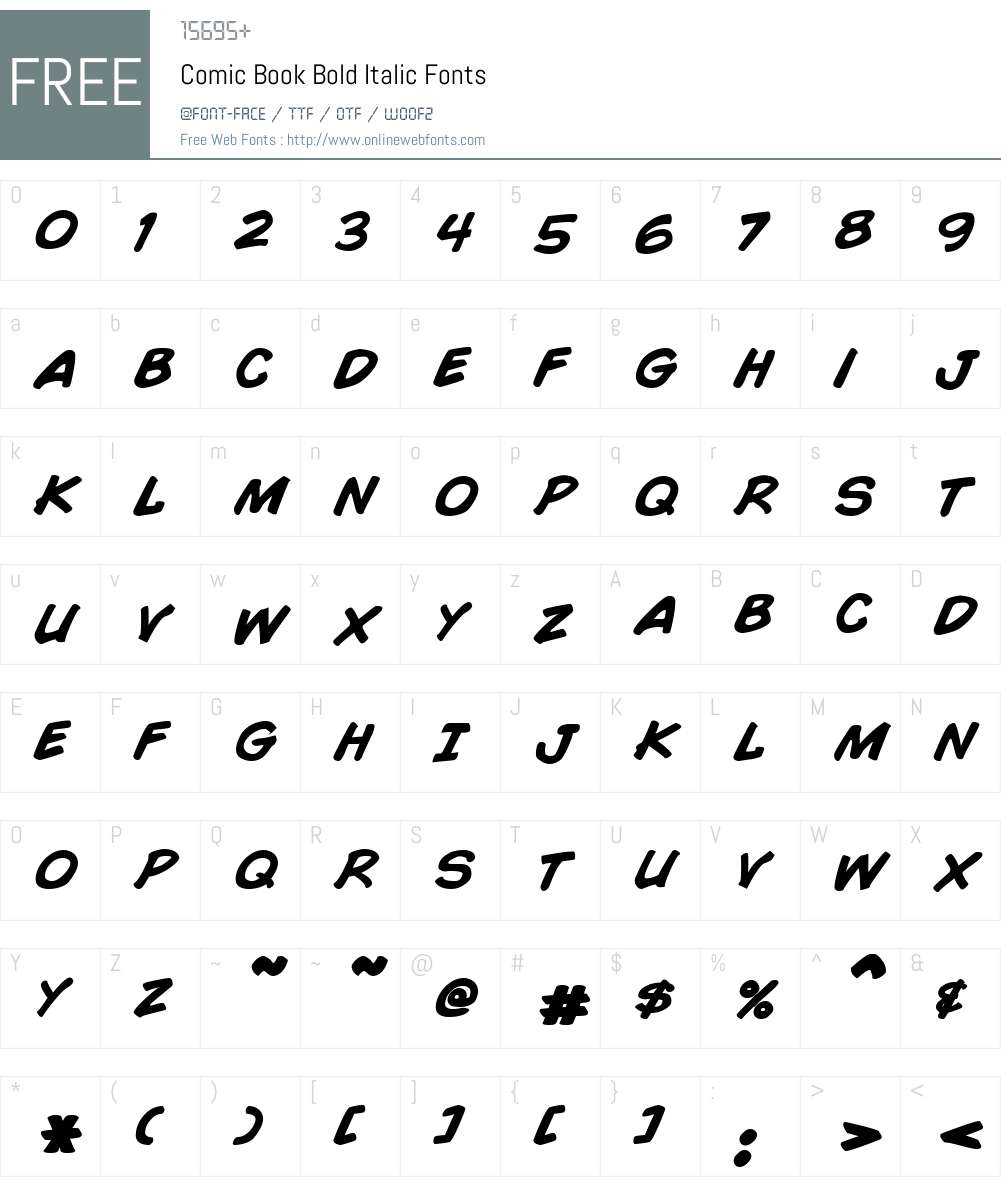 Comic Book Bold Italic 3.40 March 20, 2016 Fonts Free Download ...