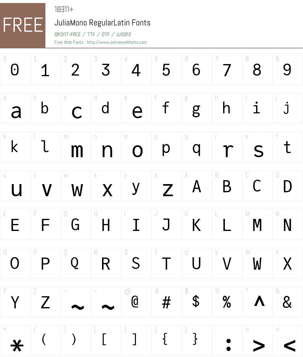 JuliaMono Latin 0.053; ttfautohint (v1.8.4) Fonts Free Download ...