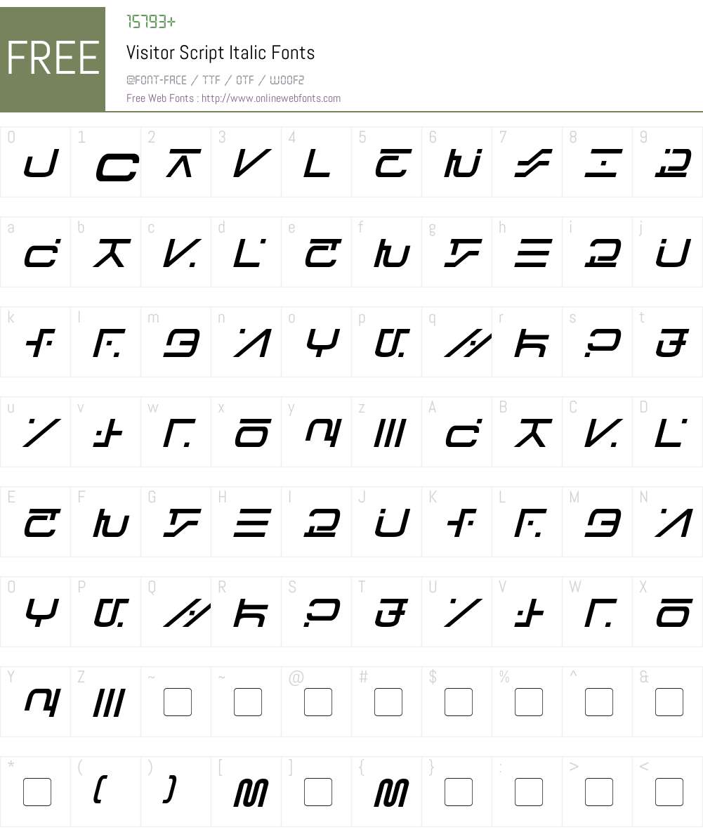 Visitor Script Italic 1.10 March 24, 2015 Fonts Free Download - OnlineWebFonts.COM