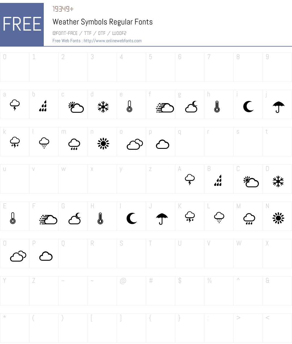 Weather Symbols Regular 1.000 Fonts Free Download - OnlineWebFonts.COM