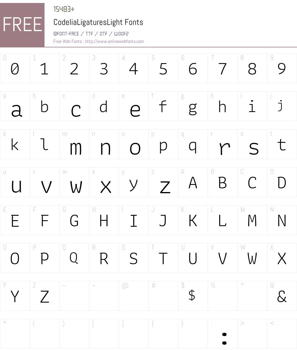 Codelia Ligatures Light 1.0 Fonts Free Download - OnlineWebFonts.COM