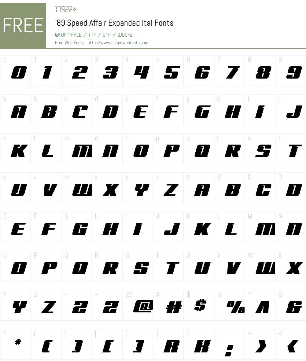 '89 Speed Affair Expanded Ital 1.0; 2022 Fonts Free Download ...