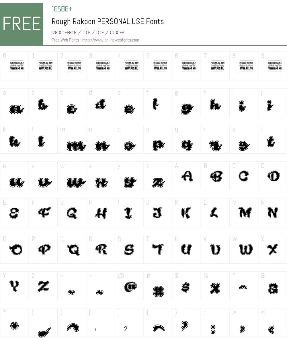 Rough Rakoon PERSONAL USE 1.000 Fonts Free Download - OnlineWebFonts.COM