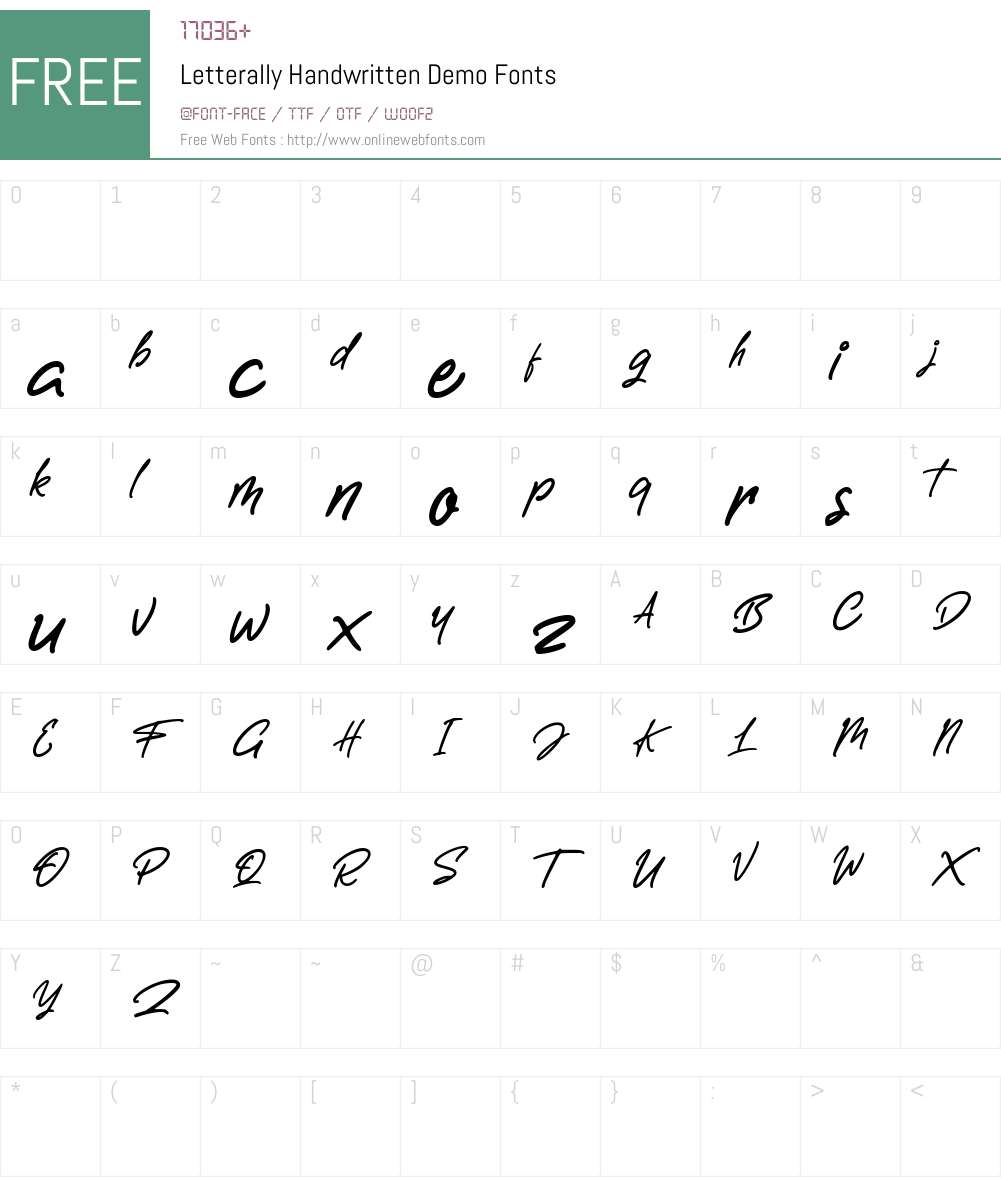 Letterally Handwritten Demo 1.00;February 3, 2020;FontCreator 11.0.0 ...