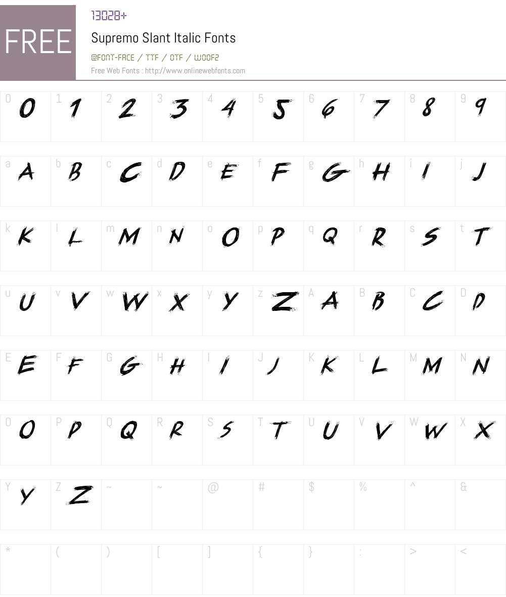 Supremo Slant Italic 1.00 October 28, 2019, initial release Fonts Free ...