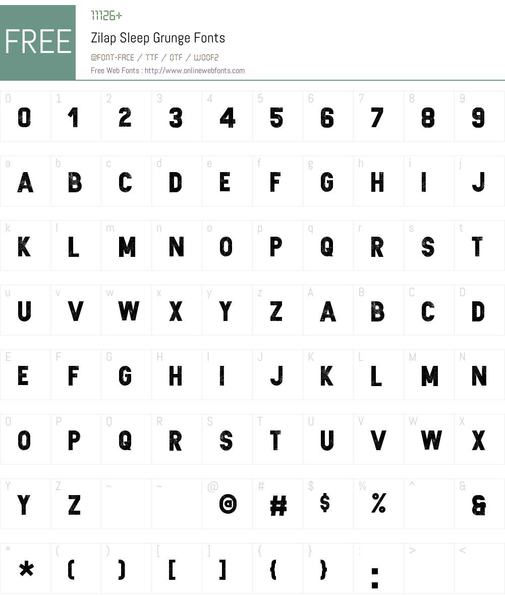 Zilap Sleep Grunge 1.00 March 28, 2017, initial release Fonts Free ...