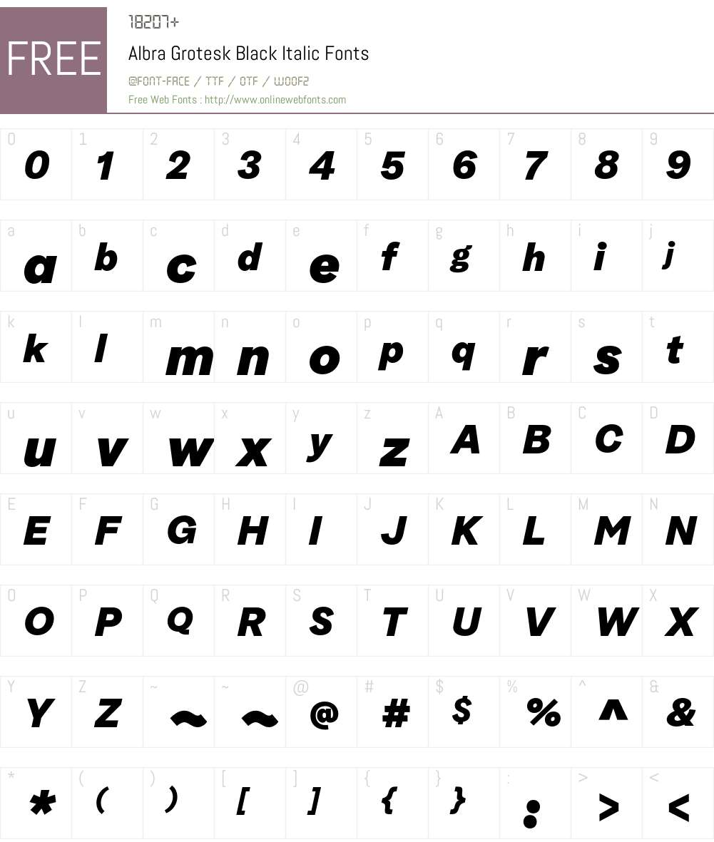 Albra Grotesk Black Italic 1.00 Fonts Free Download - OnlineWebFonts.COM