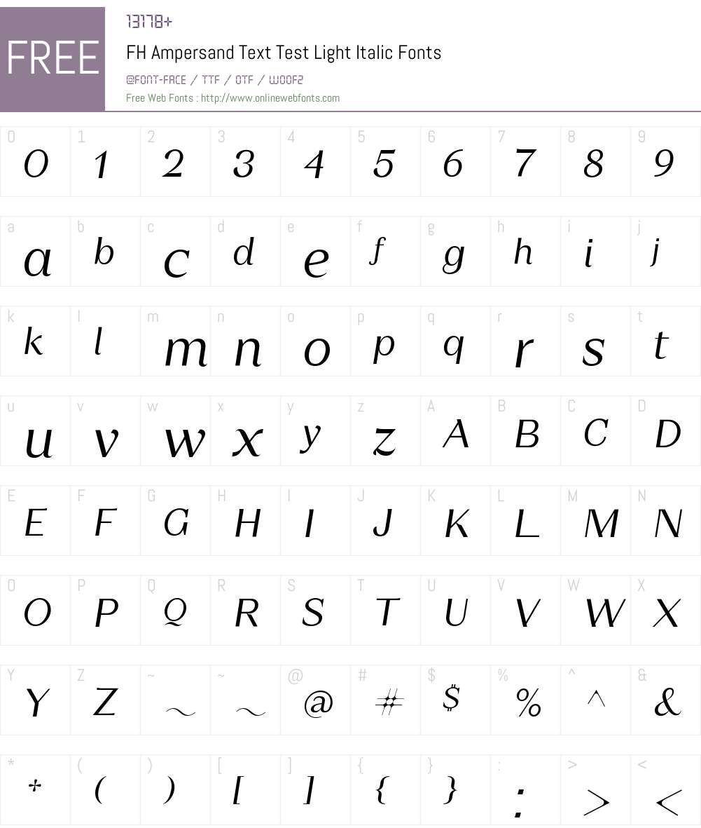 FH Ampersand Text Test Light It 3.000;Glyphs 3.1.1 (3148) Fonts Free ...