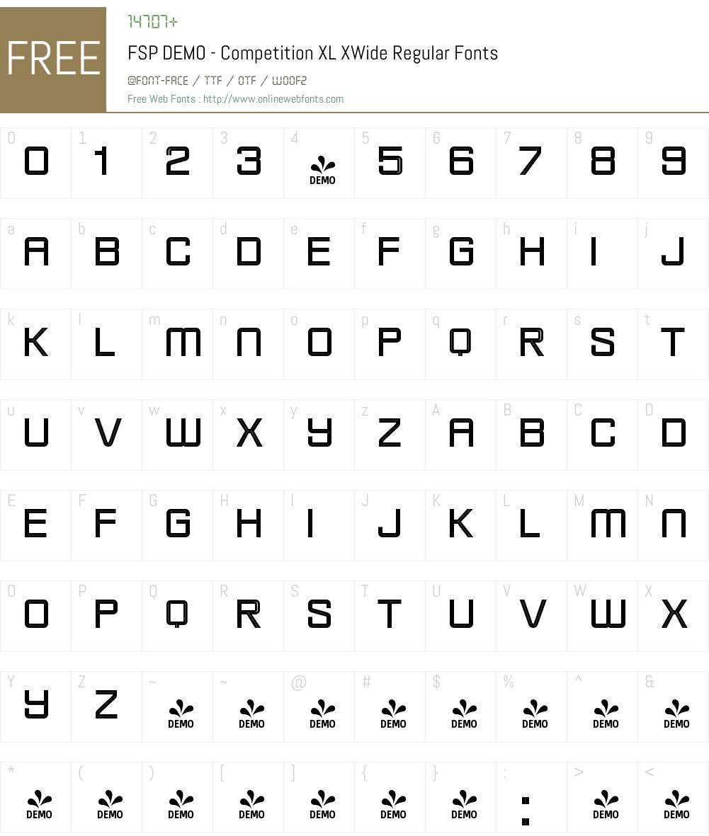 FSP DEMO - Competition XL XWide 1.000 Fonts Free Download ...