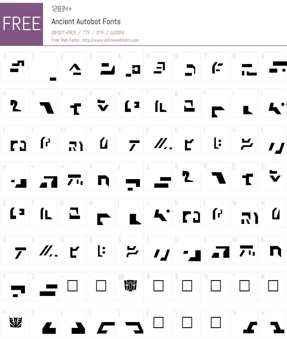 Ancient Autobot V1 1.0 Thu Jul 24 21:45:03 1997 Fonts Free Download ...