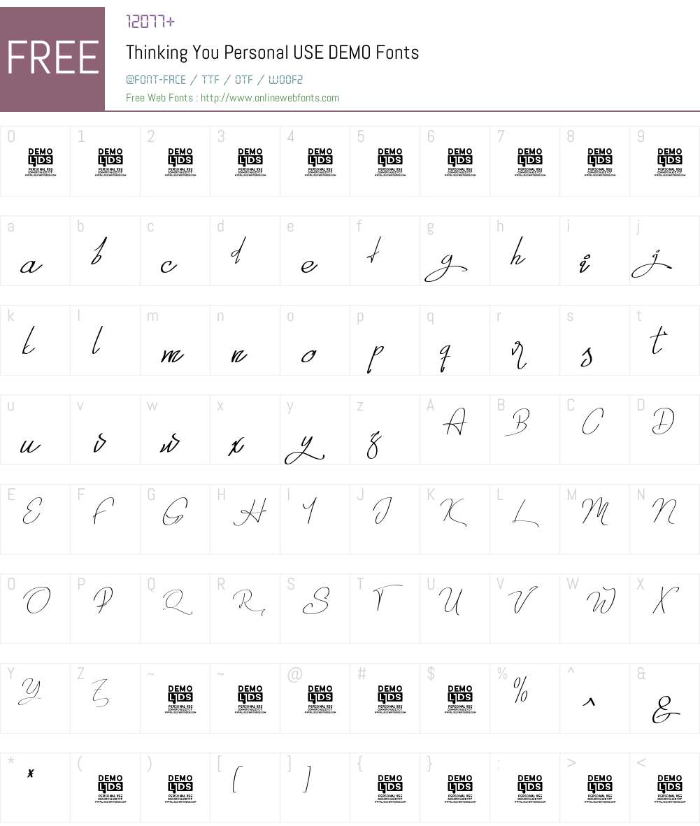 Thinking You Personal USE DEMO 1.00 May 7, 2019, initial release Fonts Free Download ...