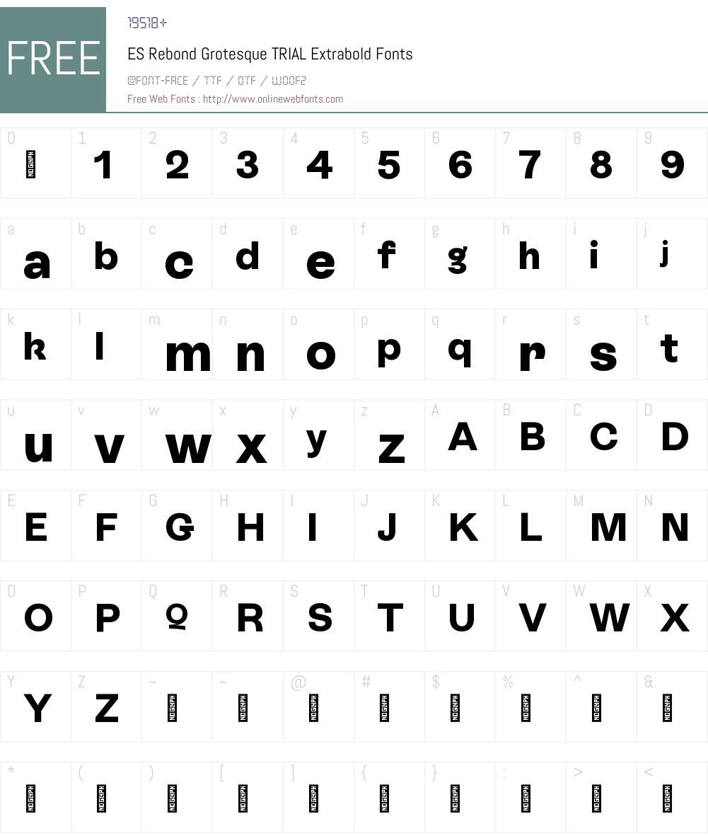 ES Rebond Grotesque TRIAL ExBd 1.003;hotconv 1.0.109;makeotfexe 2.5. ...