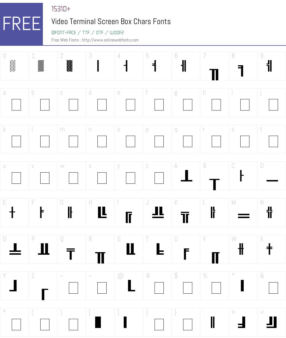 Video Terminal Screen Box Chars VideoTerminalScreenBoxChars Fonts Free ...