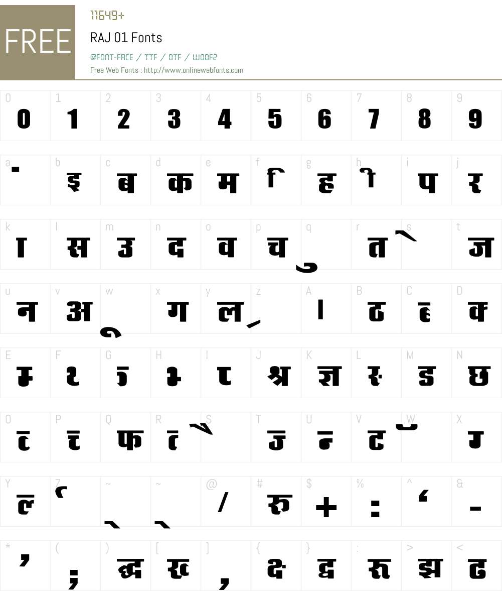 RAJ 01 1.00 May 10, 2010, initial release Fonts Free Download ...