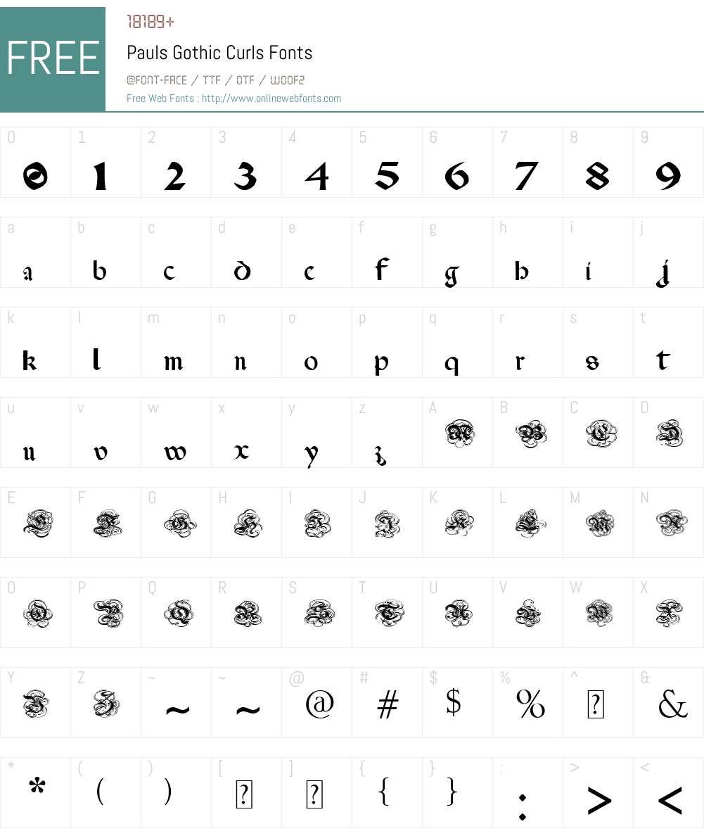 Pauls Gothic Curls 1.00 February 4, 2011, initial release Fonts Free ...