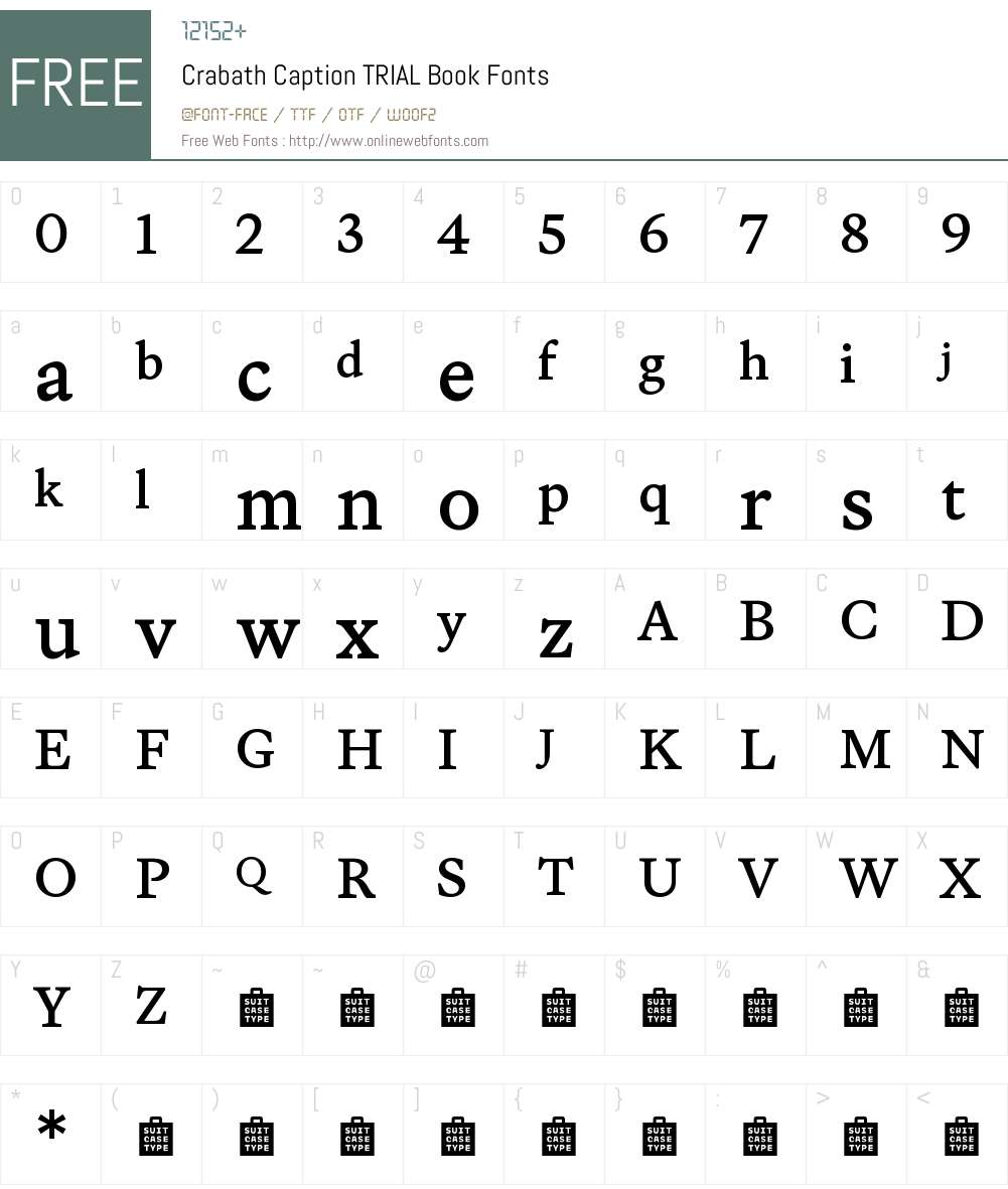 Crabath Caption TRIAL Book 1.283;Glyphs 3.1.2 (3151) Fonts Free ...