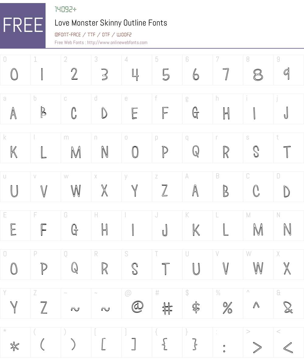 Love Monster Skinny Outline 1.000 Fonts Free Download - OnlineWebFonts.COM