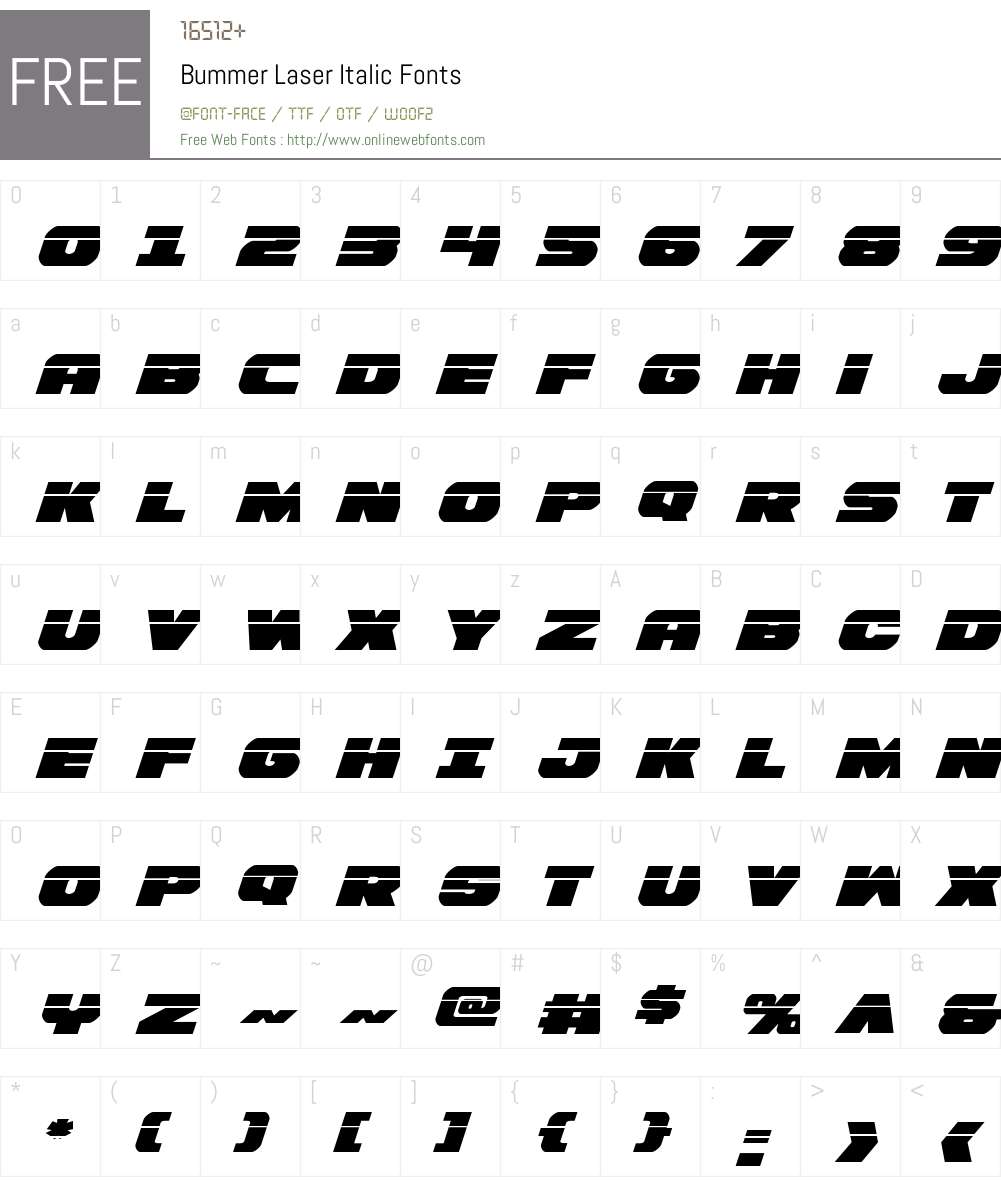 Bummer Laser Italic 2.0; 2015 Fonts Free Download - OnlineWebFonts.COM