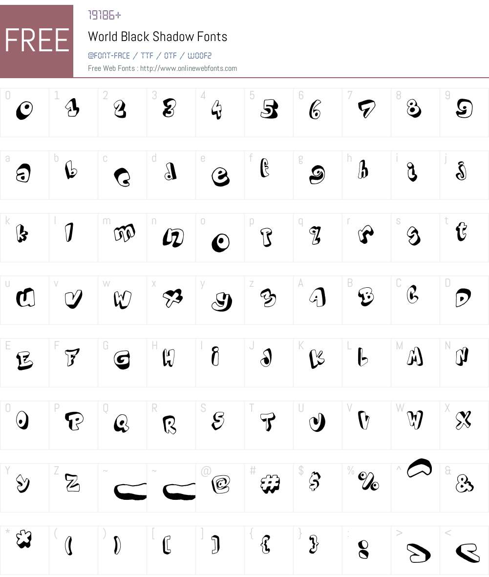 World Black Shadow 1.00 September 3, 2015, initial release Fonts Free ...