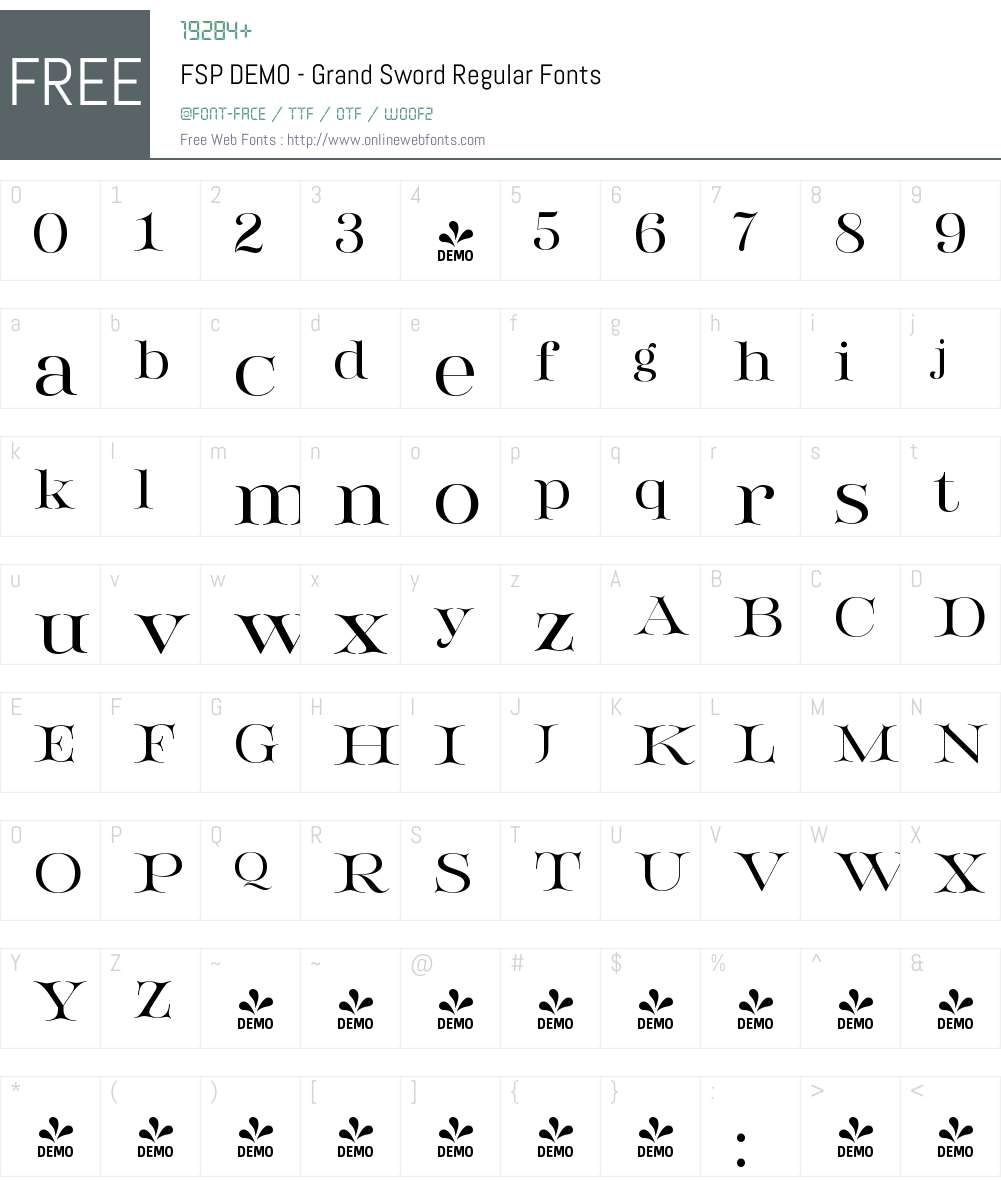 FSP DEMO - Grand Sword 1.000 Fonts Free Download - OnlineWebFonts.COM