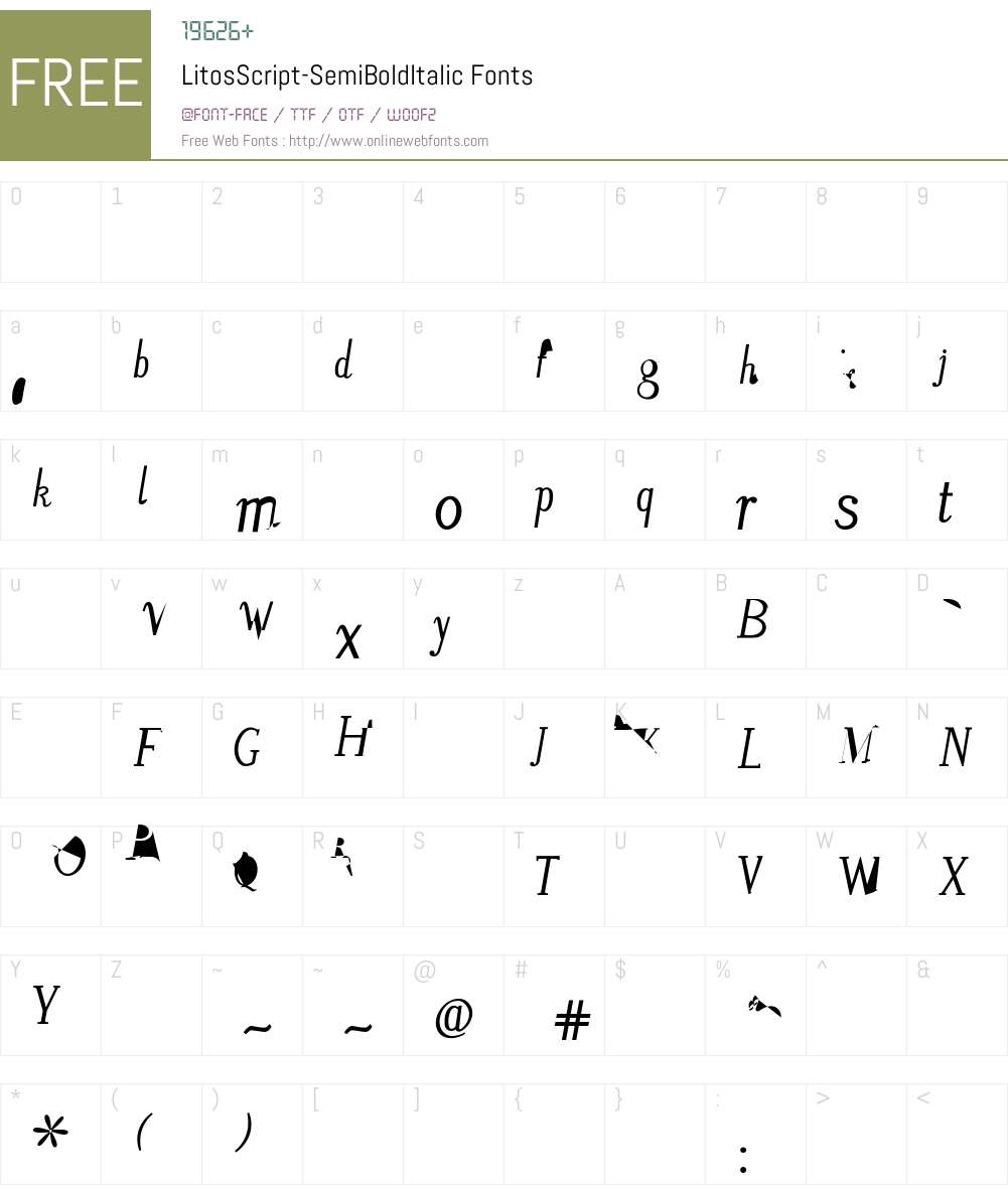 LitosScript-SemiBoldItalic 1.000 2011 initial release Fonts Free Download - OnlineWebFonts.COM