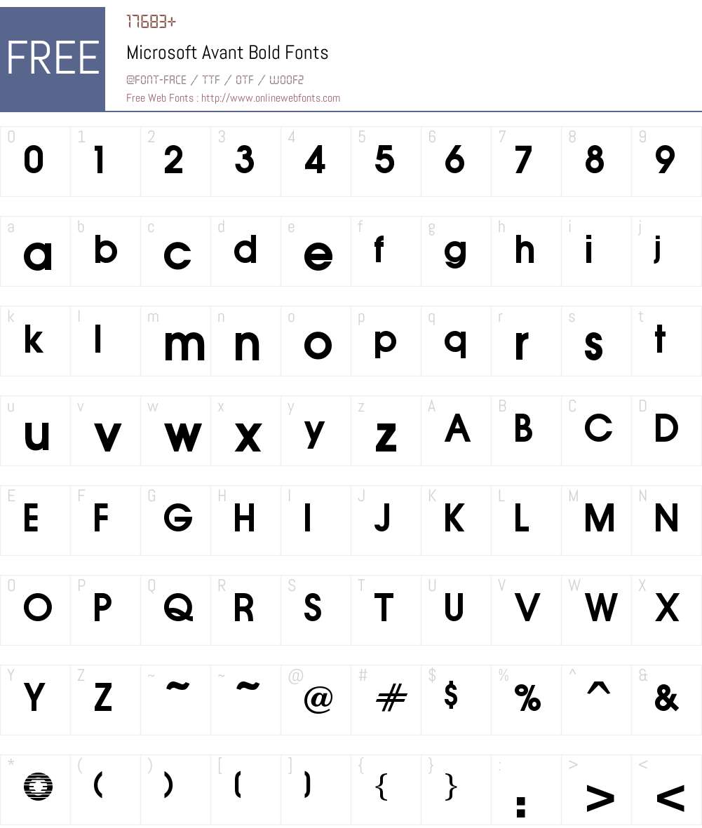 Microsoft Avant Bold 1.00;February 4, 2019;FontCreator 11.5.0.2430 64 ...