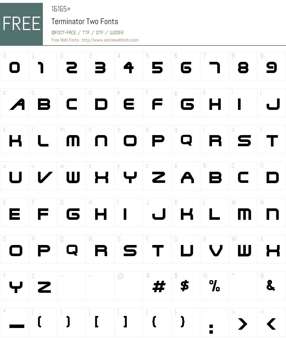 Terminator Two Converted from C:TESTTERMNTR.TF1 by ALLTYPE Fonts Free ...