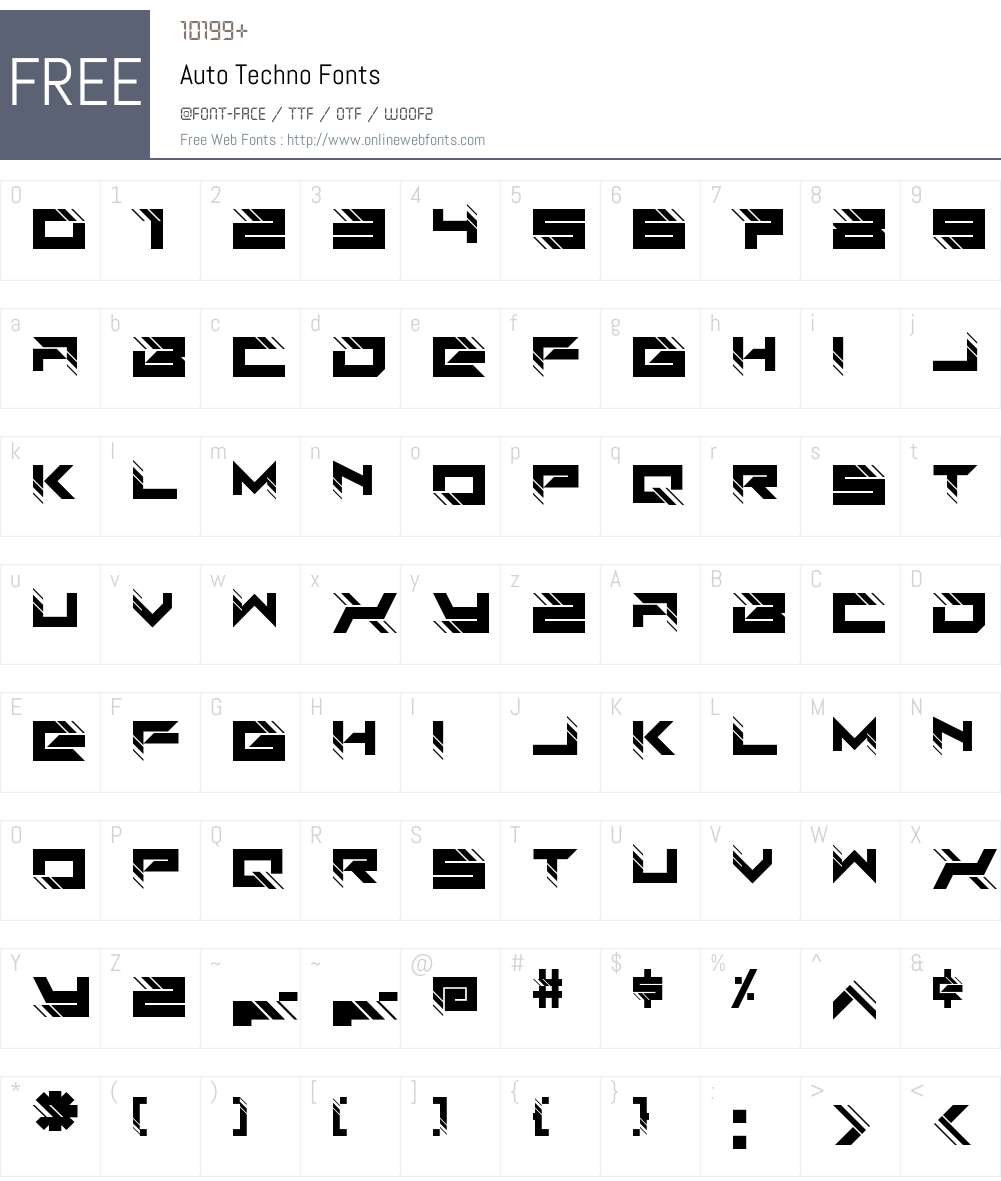 Auto Techno 1.00;February 8, 2019;FontCreator 11.5.0.2427 32-bit Fonts ...