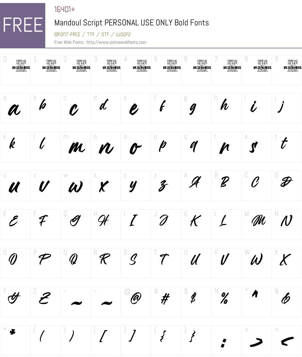 Mandoul Script PERSONAL USE ONLY Bold 1.000;FEAKit 1.0 Fonts Free Download - OnlineWebFonts.COM