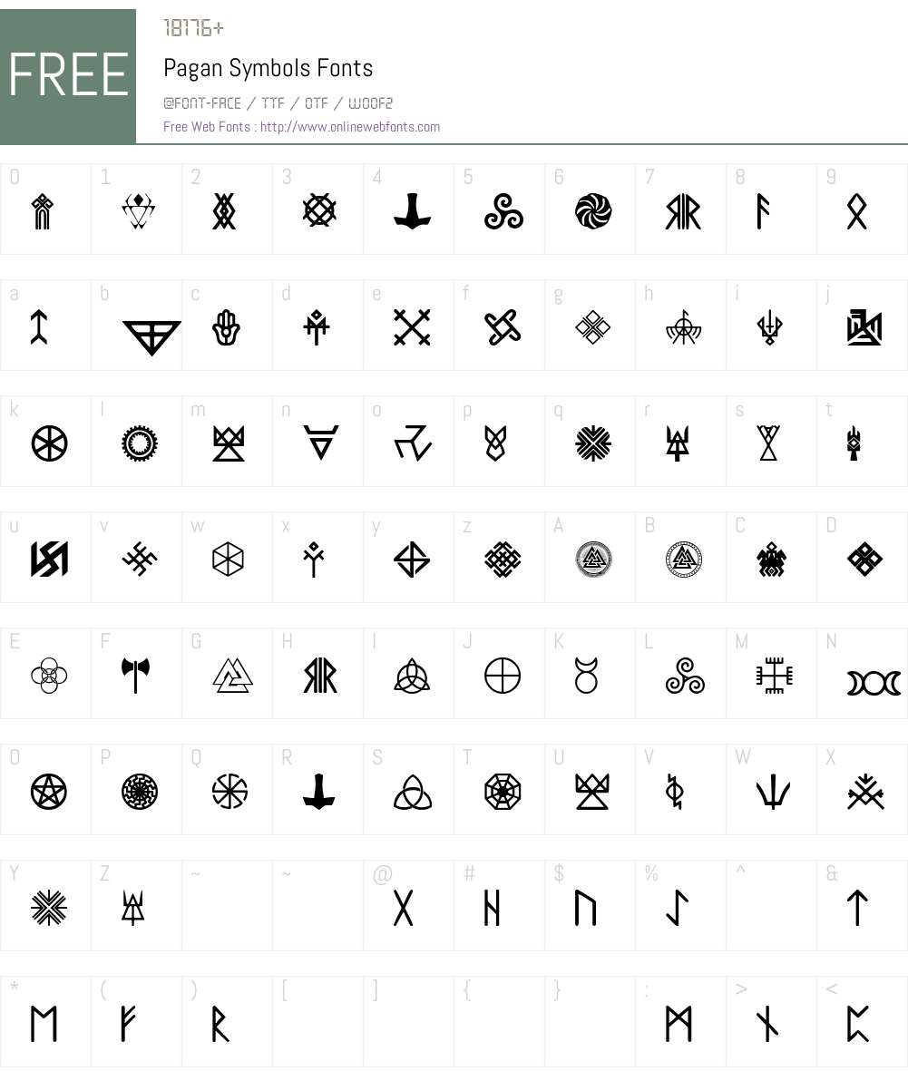 Pagan Symbols 1.00;September 20, 2018;FontCreator 11.0.0.2388 64-bit ...