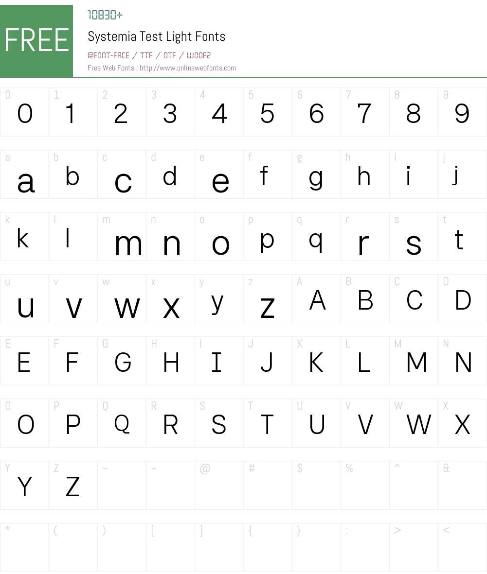 Systemia Test Light 1.001;Glyphs 3.1.2 (3151) Fonts Free Download ...